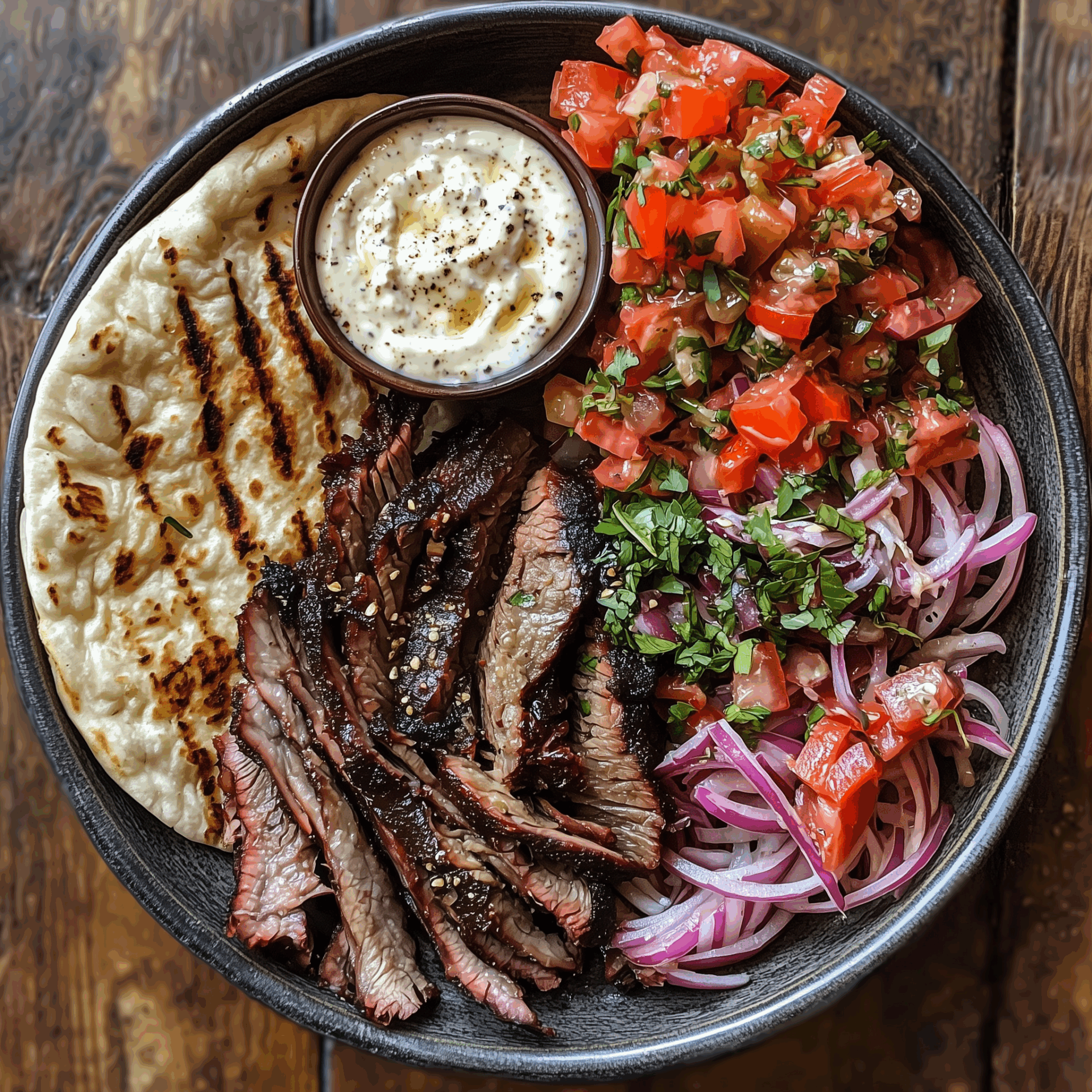 Egyptian-Style Smoked Brisket With Sumac Onions And Fresh Salata Baladi Recipe
