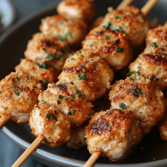 Crispy Panko-Crusted Chicken Skewers - Oven-Baked Recipe