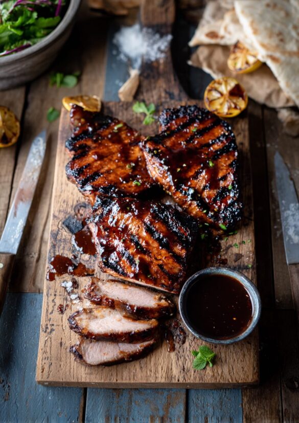 Pork Neck Steaks With Chilli Maple Glaze