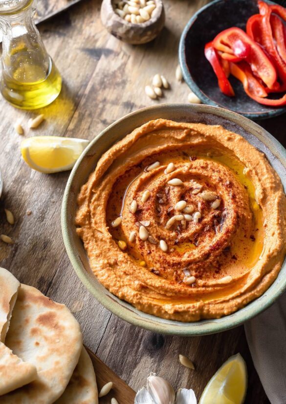 Roasted Red Pepper Hummus With Smoked Paprika And Garlic