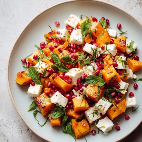 Warm Pumpkin And Rocket Salad With Feta And Pomegranate