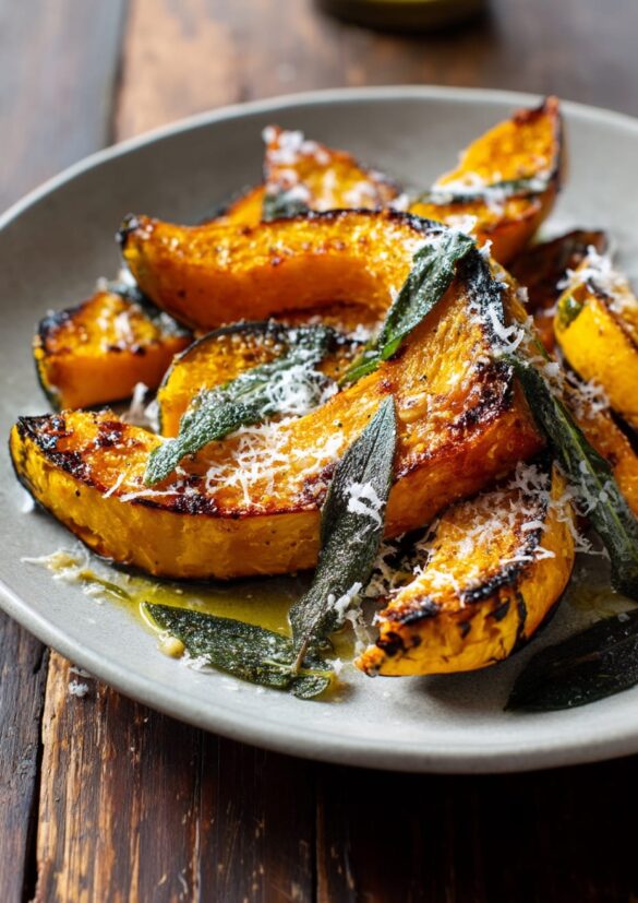 Roasted Pumpkin With Sage Butter And Parmesan Shavings