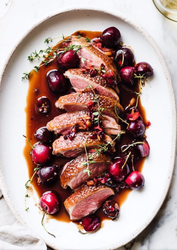 Seared Duck Breast With Red Wine And Cherries