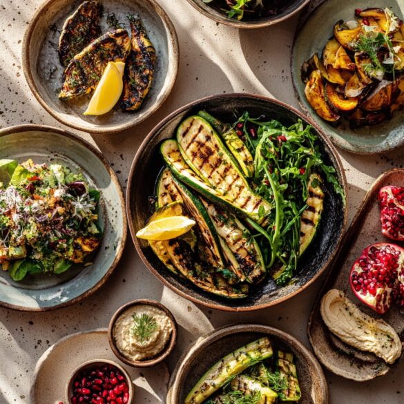 Roasted Courgette And Aubergine With Garlic, Lemon And Thyme