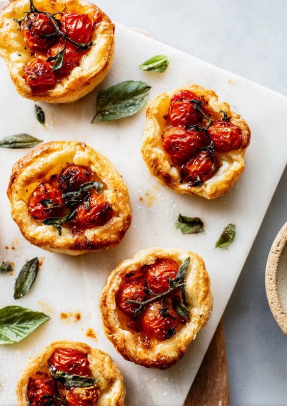 Easy Puff Pastry Tarts With Roasted Tomato And Basil Recipe
