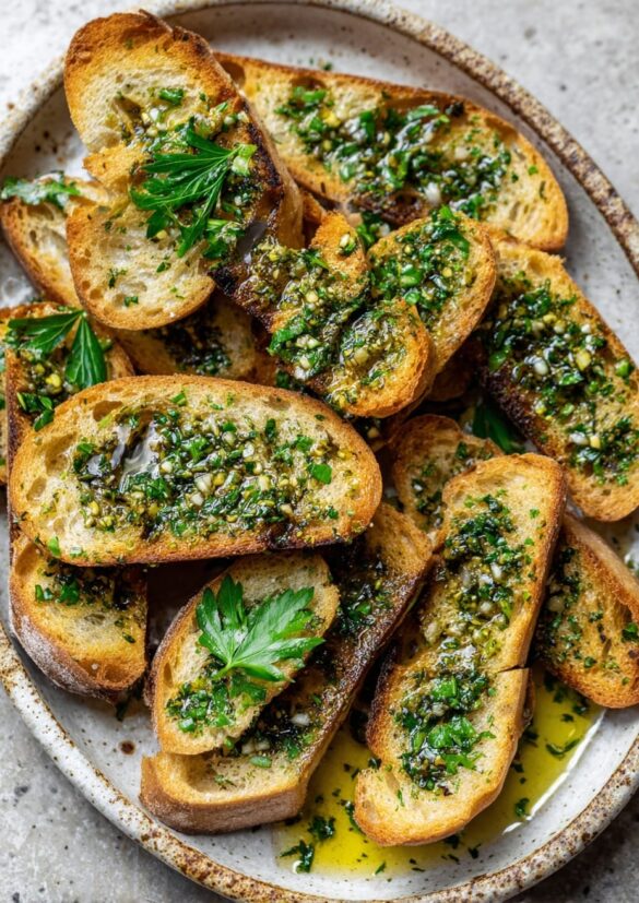 Garlic Bread With Olive Oil And Parsley Recipe