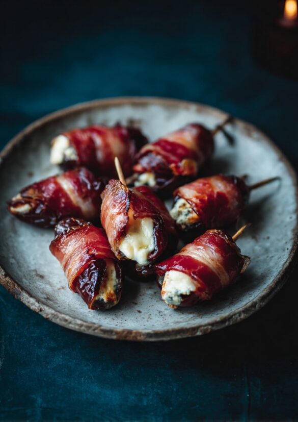 Spanish Blue Cheese Stuffed Dates Wrapped In Serrano Ham